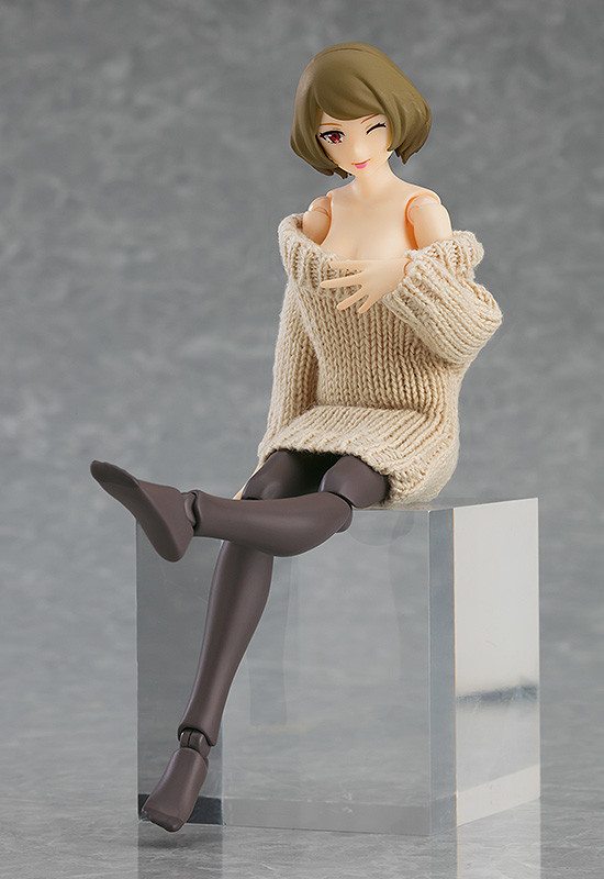 性感露肩毛衣 褲襪 丁字褲造型『figma 女性body Chiaki With 露肩毛衣連身裙』預計 2023 年 05 月發售