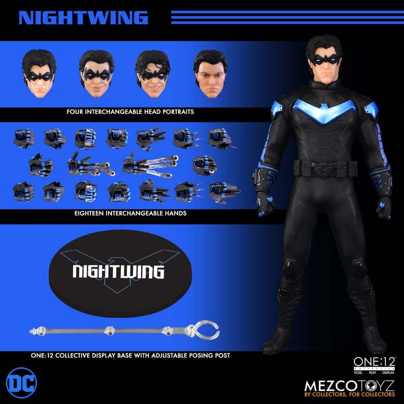 MEZCO TOYZ One:12 Collective『夜翼（Nightwing）』1/12 比例可動人偶，豐富配件再現穿梭高譚的帥氣身姿！
